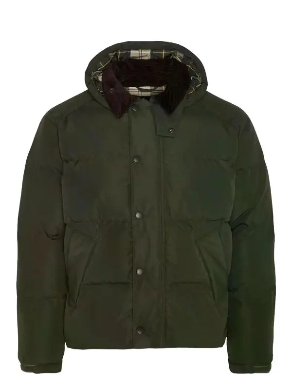 Barbour Hooded Jacket With Corduroy Collar - Green