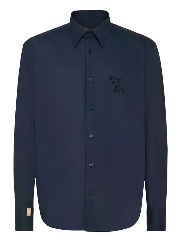 BILLIONAIRE Embroidered Cotton Shirt - Blue