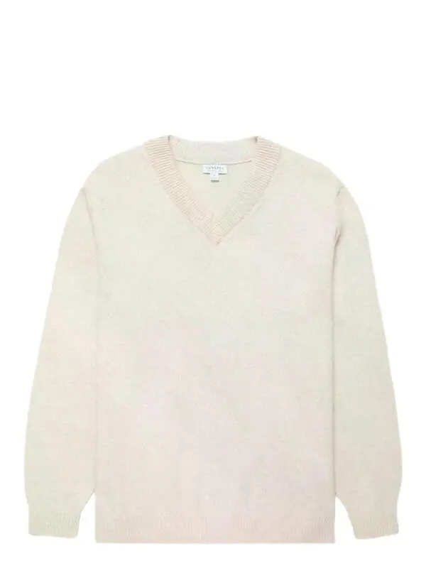 Sunspel V-neck Wool Sweater - Neutrals