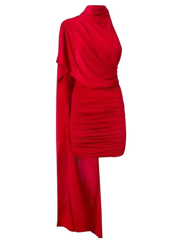 Andamane Waverly Cape Mini Dress - Red