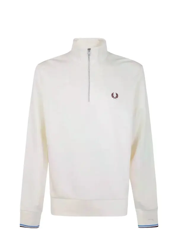 Fred Perry Laurel Wreath Half-zip Sweatshirt - White