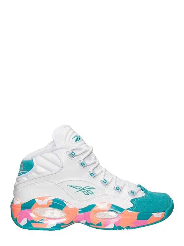 REEBOK Question Mid Noise Sneakers - White/solid Teal/fluorange