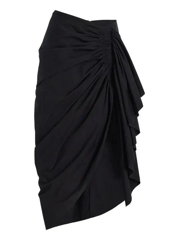 Michael Kors Ruched Pareo Midi Skirt - Black