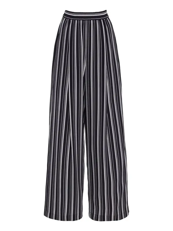 Michael Kors Striped Crepe De Chine Wide-leg Pants - Stripe