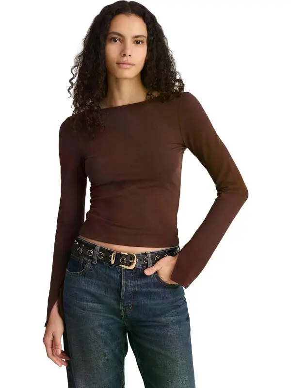 Madewell Long-sleeve Scoopback Tee - Chocolate Raisin