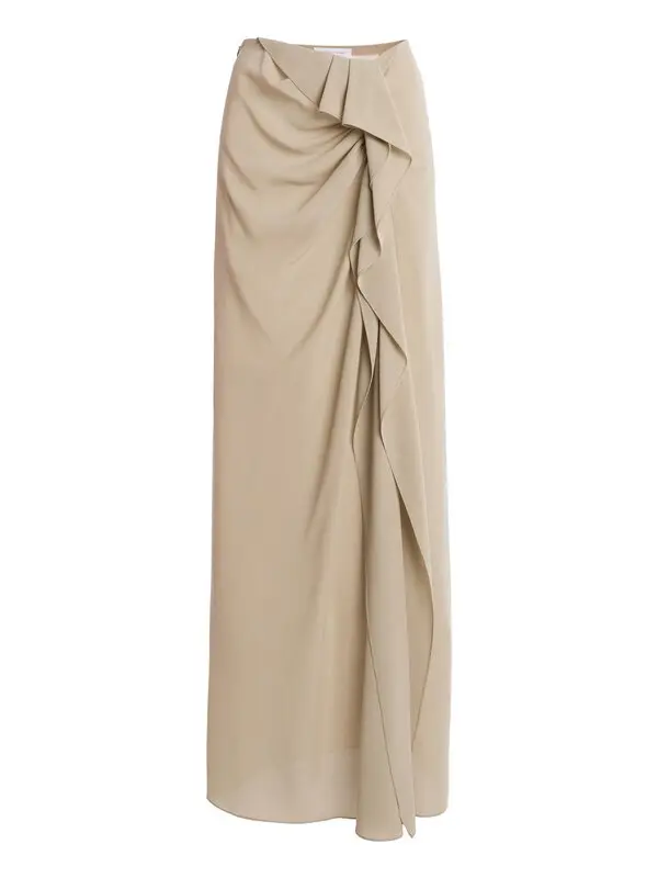 Michael Kors Draped Wool Maxi Skirt - Neutral