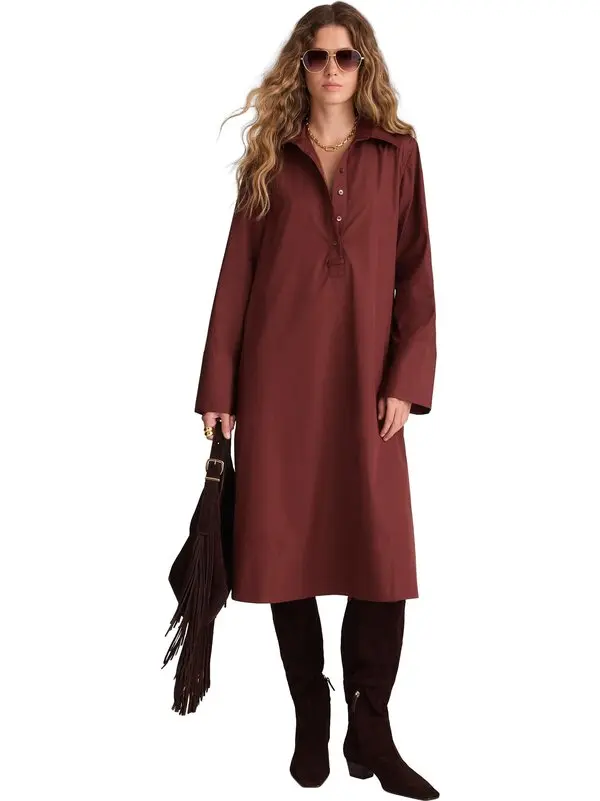 Madewell Poplin Long-sleeved Shirtdress - Chocolate Raisin
