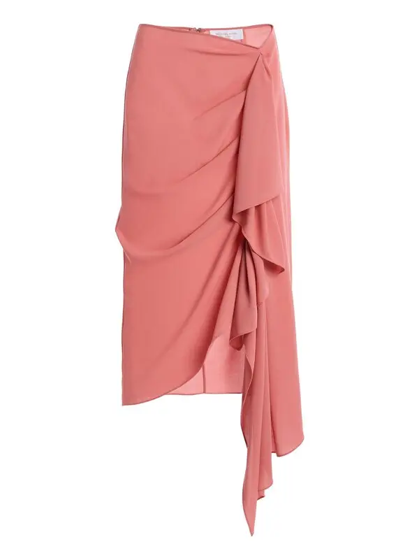 Michael Kors Cascade Wool Crepe Skirt - Pink