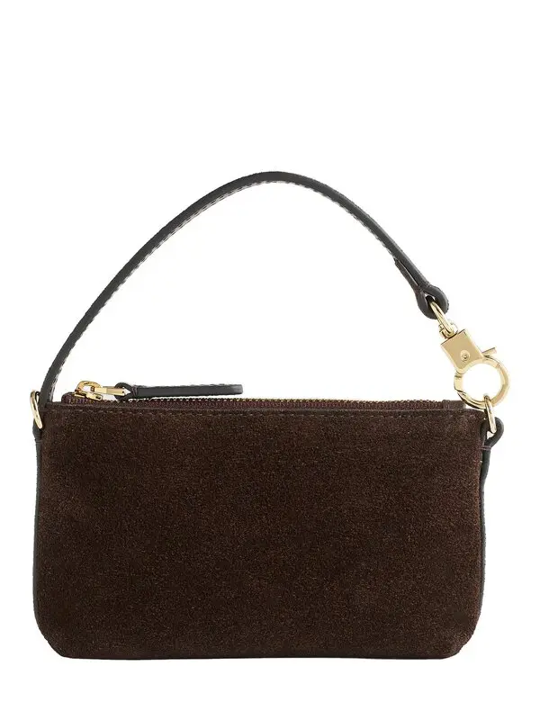 Madewell Clip-strap Suede Pouch - Dark Carob