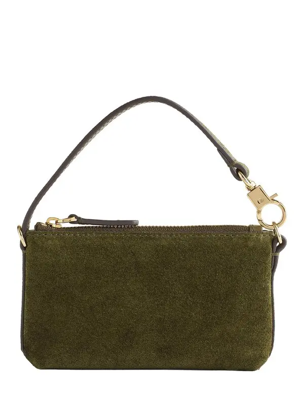 Madewell Clip-strap Suede Pouch - Loden