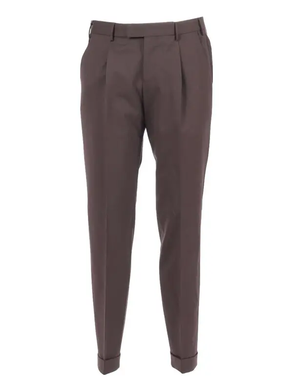PT TORINO Master 1-pleat Trousers - Brown
