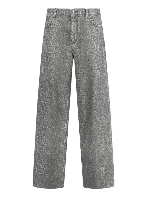 Liu Jo Animal Print Wide Leg Trousers - Grey