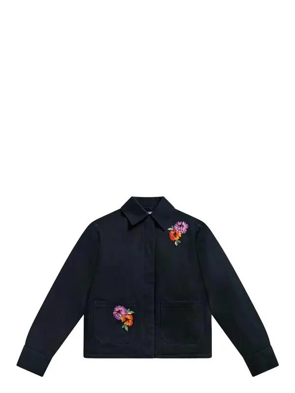 AREA Embroidered-flower Cargo Jacket - Blue
