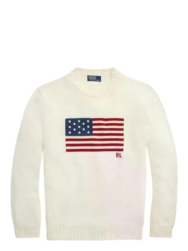 Ralph Lauren Flag-motif Crew-neck Sweater - White