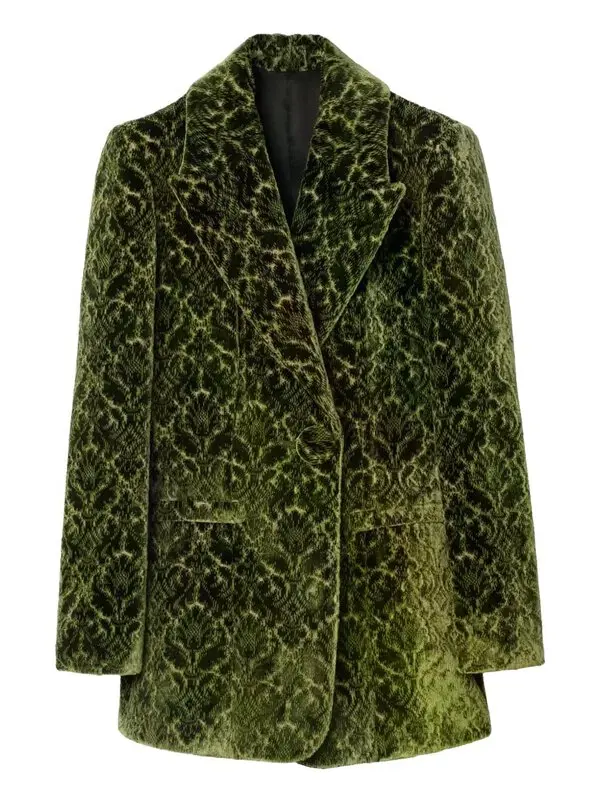 Burberry Velvet-effect Peak-lapel Blazer - Green