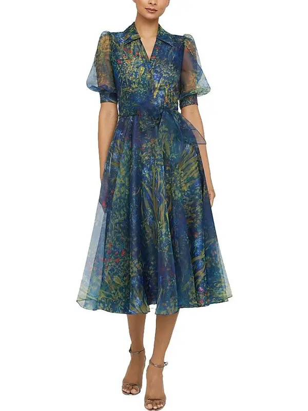 Theia Winnie Puff Sleeve Dress - Herbarium