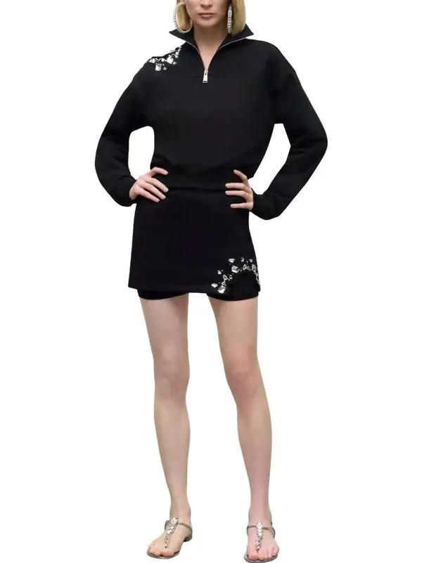 AREA Crystal Cut-out Mini Skort - Black