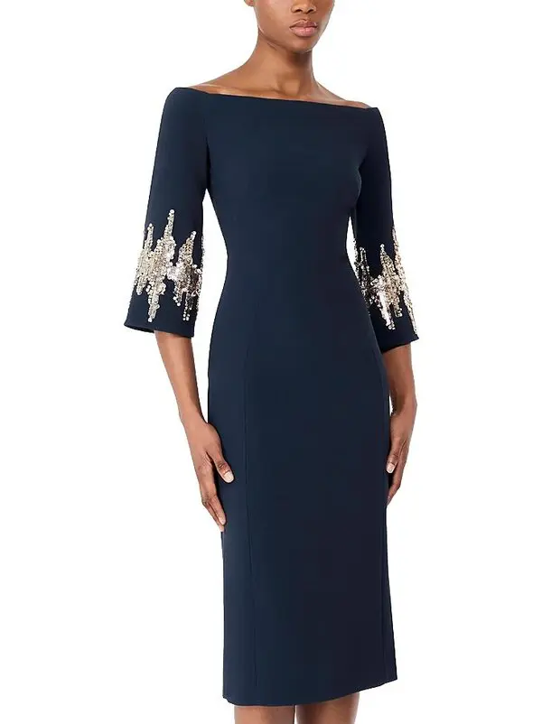 Jenny Packham Aster Sequin-embellished Midi Dress - Blackthorne Blue