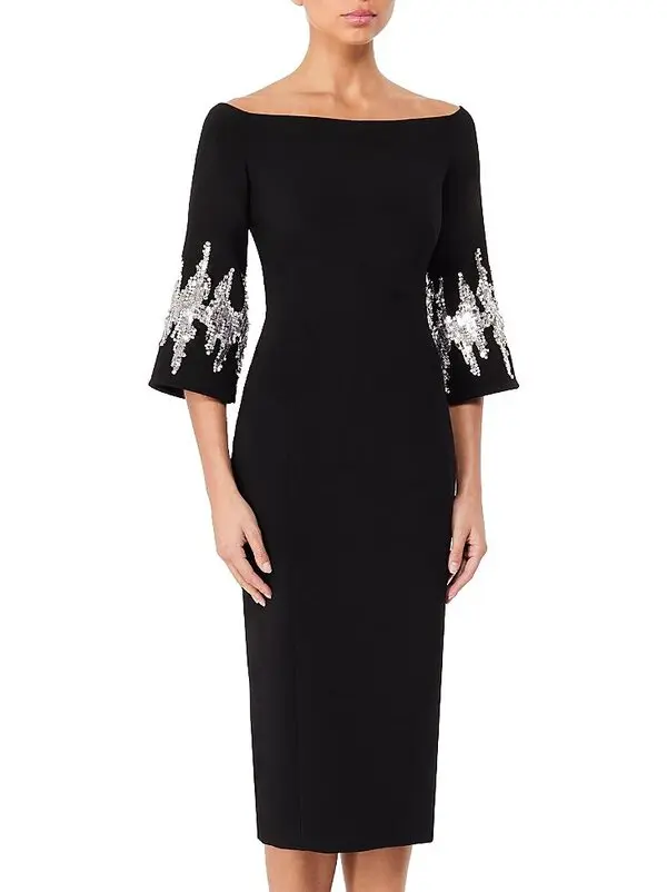 Jenny Packham Aster Sequin-embellished Midi Dress - Liquorice