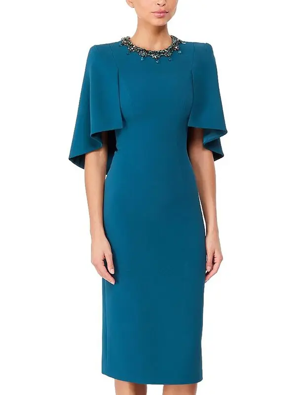 Jenny Packham Ursa Embellished-neck Midi Dress - Mosaic Blue