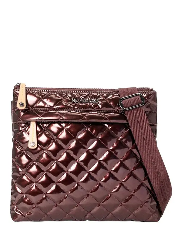 Mz Wallace Metro Flat Quilted Nylon Crossbody Bag - Bordeaux Lacquer