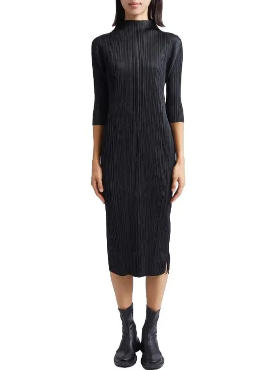 Issey Miyake Monthly Colors September Pleated Midi Dress - Black