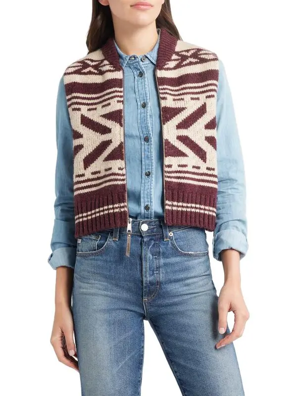 Pendleton Shetland Wool Zip Vest - Mocha Heather
