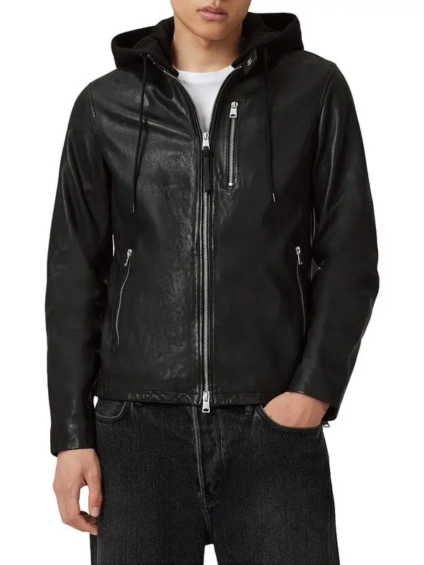 Black Hooded Leather Jackets For Men Editorialist