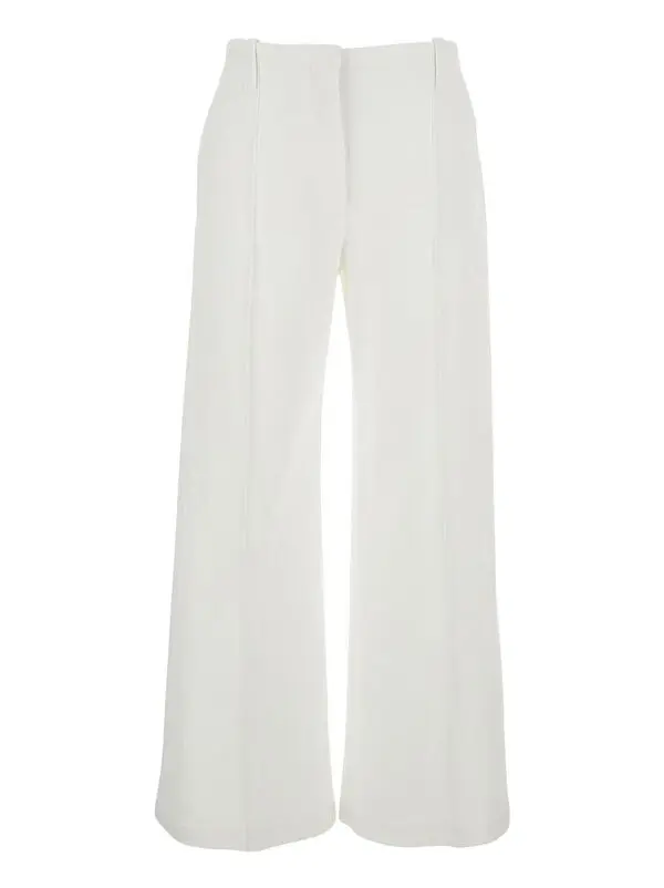 Brunello Cucinelli Flared Cotton-stretch Trousers With Monili Detail - White
