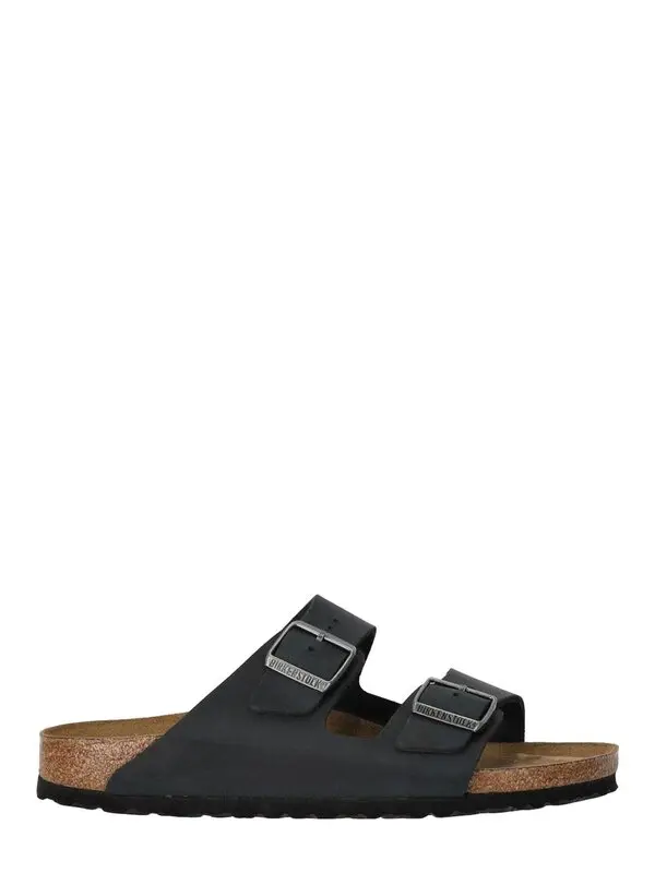 BIRKENSTOCK Arizona Oiled Nubuck Leather Sandals - Black