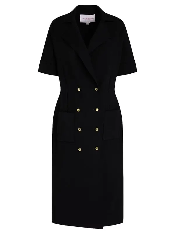 Carolina Herrera Double-breasted Wool-blend Midi Dress - Black
