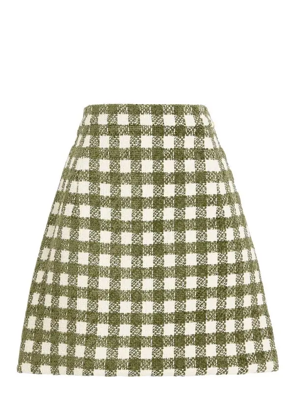 Oscar De La Renta Checked Tweed Mini Skirt - Ecru
