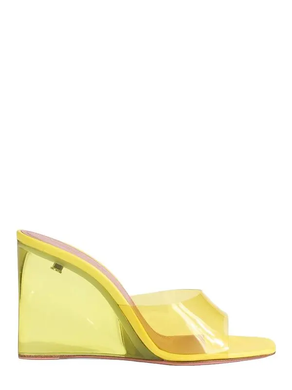 Amina Muaddi Lupita Glass Pvc Wedge Mules - Yellow