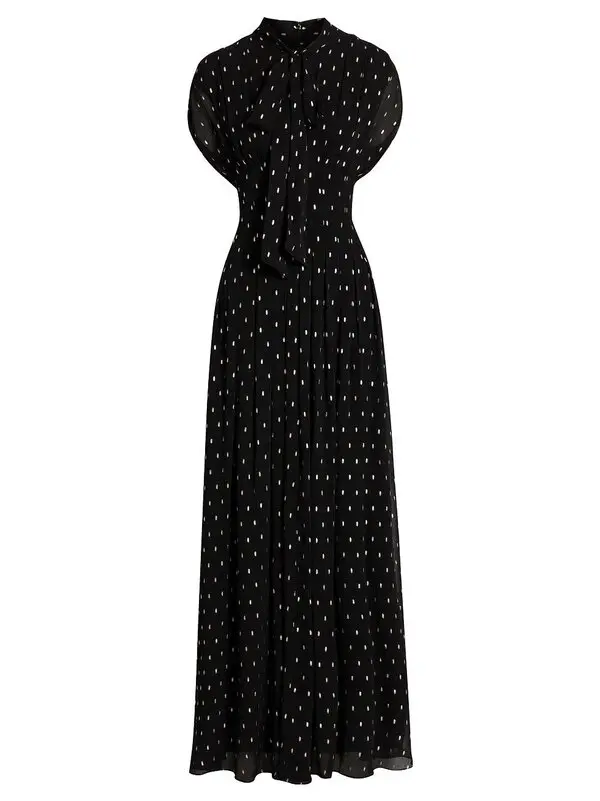 MIKAEL AGHAL Metallic Fil Coupé Georgette Maxi Dress - Black