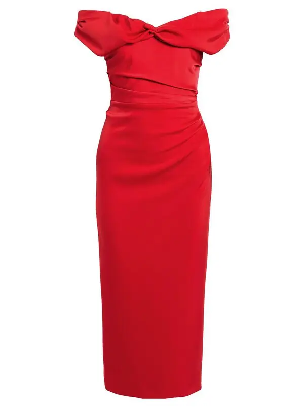 Rachel Gilbert Daria Off-the-shoulder Satin-crepe Midi Dress - Red