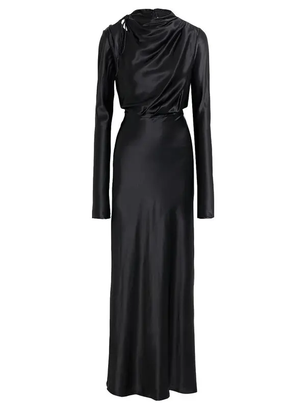Rachel Gilbert Lucien Draped Silk-satin Gown - Black