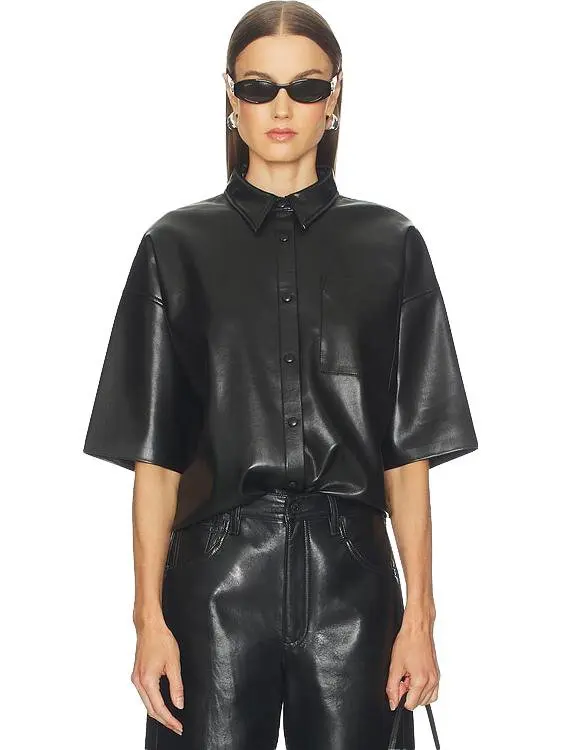 Citizens Of Humanity Frances Cropped Cape Button Up - Black