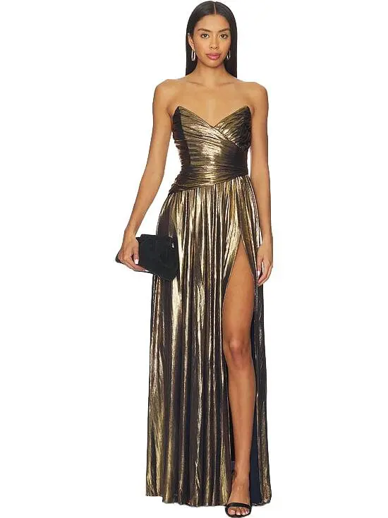 Retrofete Waldorf Metallic Dress - Antique Gold