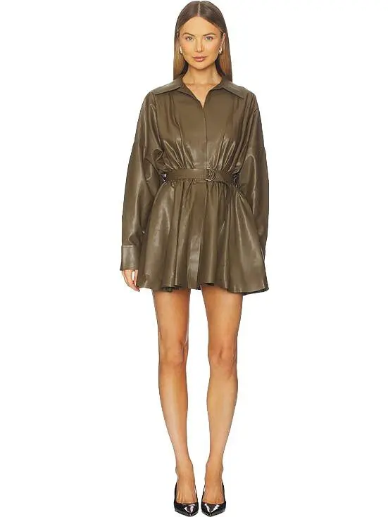 Norma Kamali Super Oversized Boyfriend Shirt Flared Mini Dress - Bark