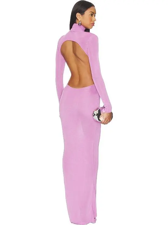 SELF-PORTRAIT Viscose Knit Maxi Dress - Pink