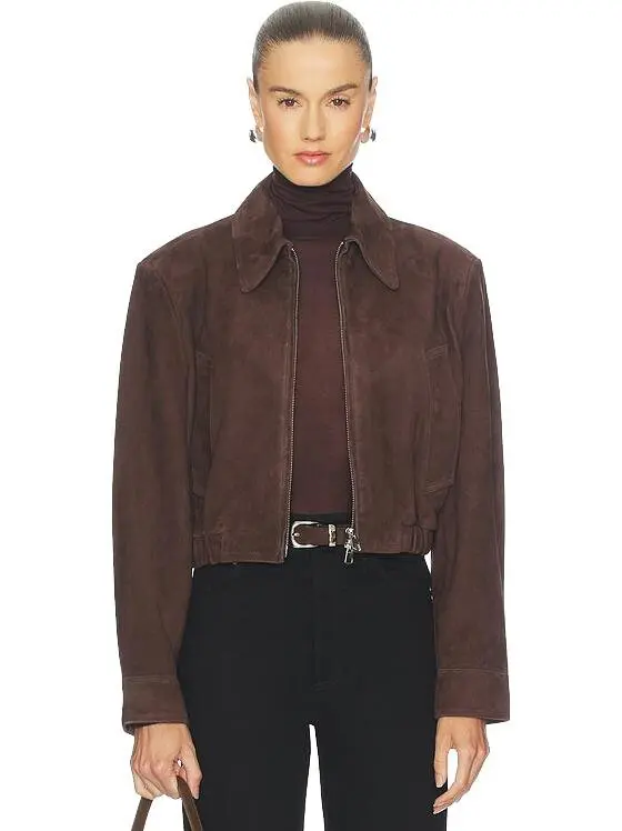 AGOLDE Nahlia Cropped Suede Jacket - Root