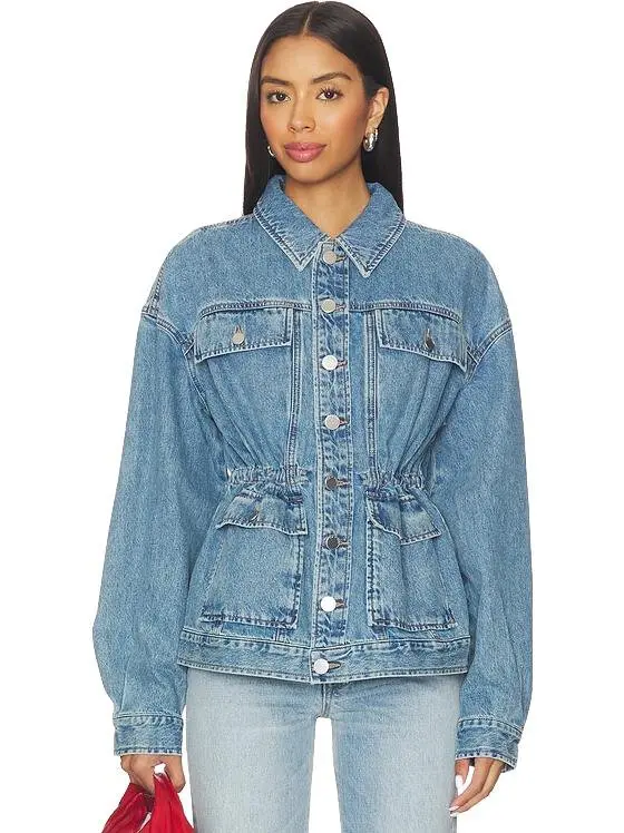Rag & Bone Amy Cinched Denim Trucker Jacket - Ithica