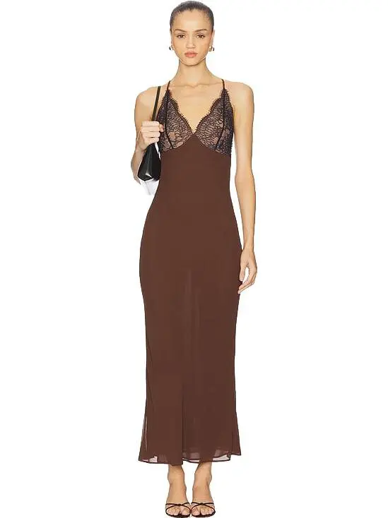 STONE COLD FOX Remi Slip Dress - Black & Brown