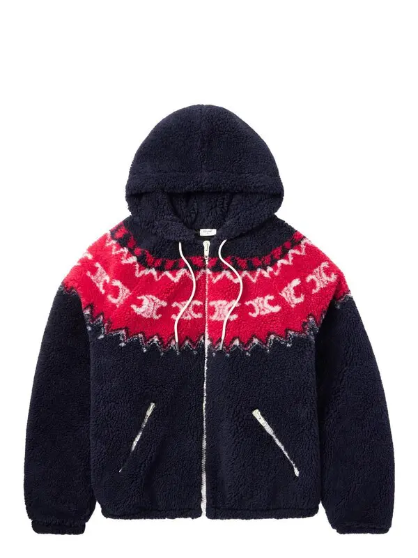 Celine Fair Isle Fleece Zip-up Hoodie - Blue