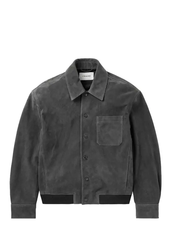 FRAME Suede Bomber Jacket - Black