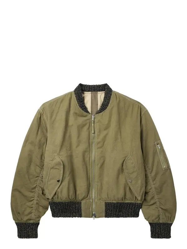 STORY MFG. Reversible Organic Cotton-canvas Bomber Jacket - Green
