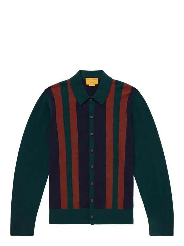 Guest In Residence Cable Plaza Striped Cashmere Shirt - Green