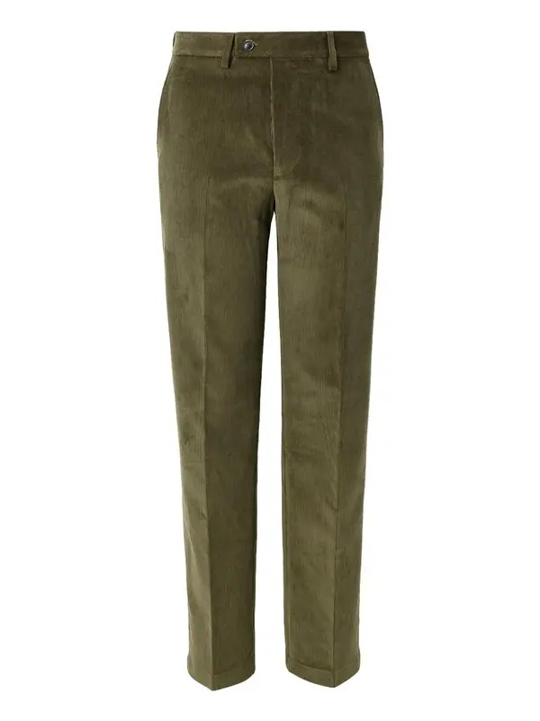 Purdey Straight-leg Cotton-corduroy Trousers - Green