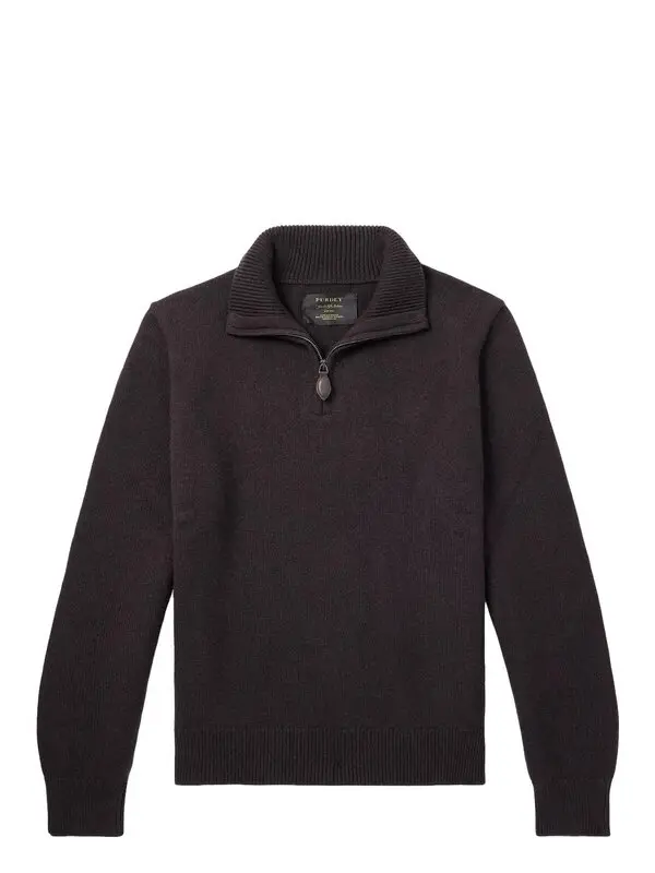 Purdey Hertford Wool Half-zip Sweater - Brown