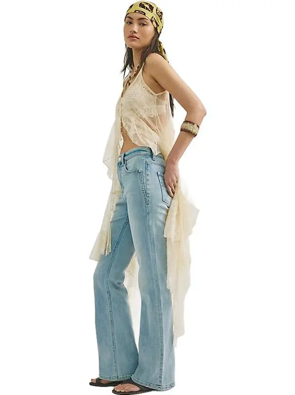 Free People We The Free Double Knot High-rise Straight Bootcut Jeans - Mediterranean Long